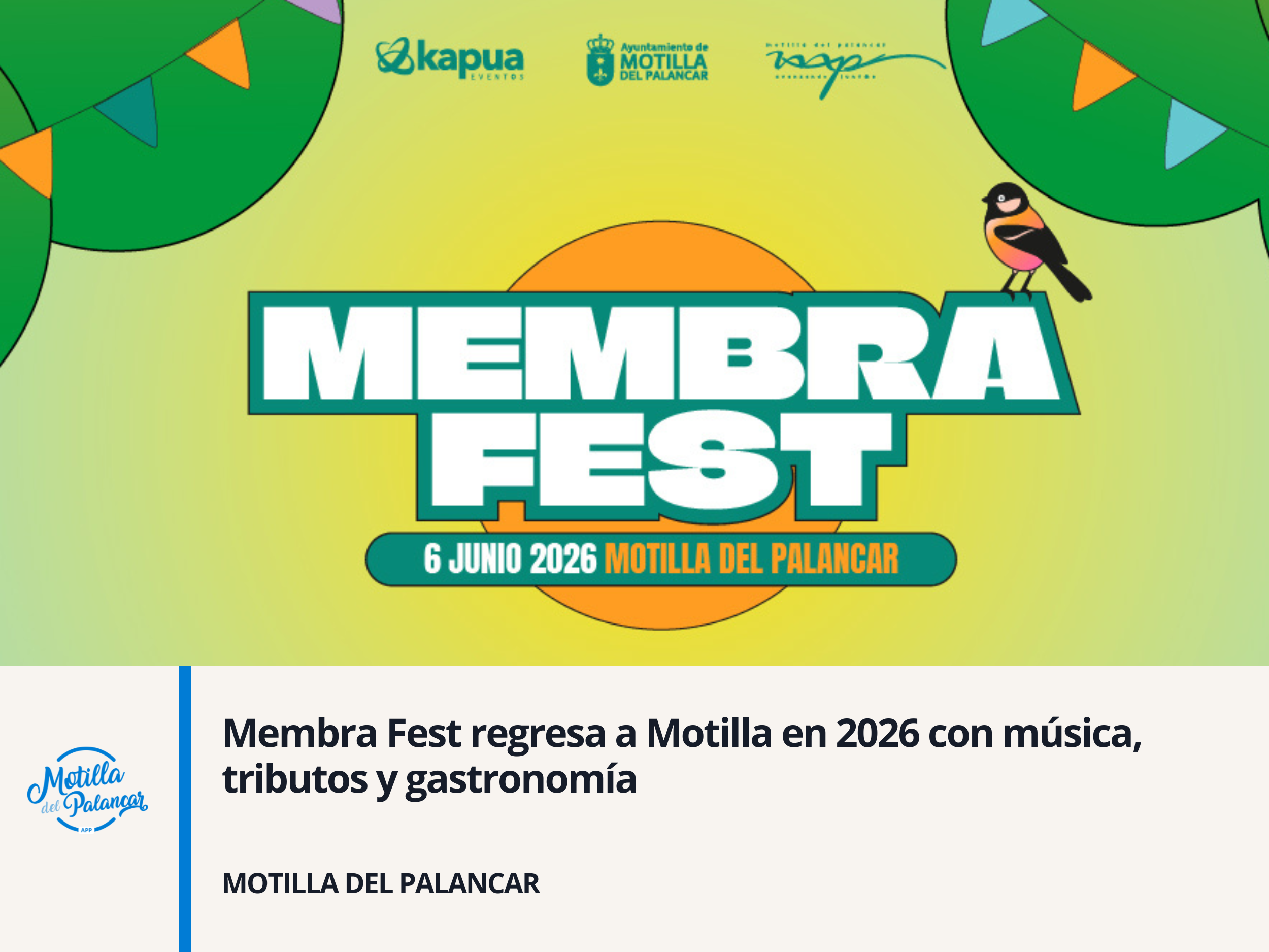 Membra Fest regresa a Motilla en 2026 con música, tributos y gastronomía